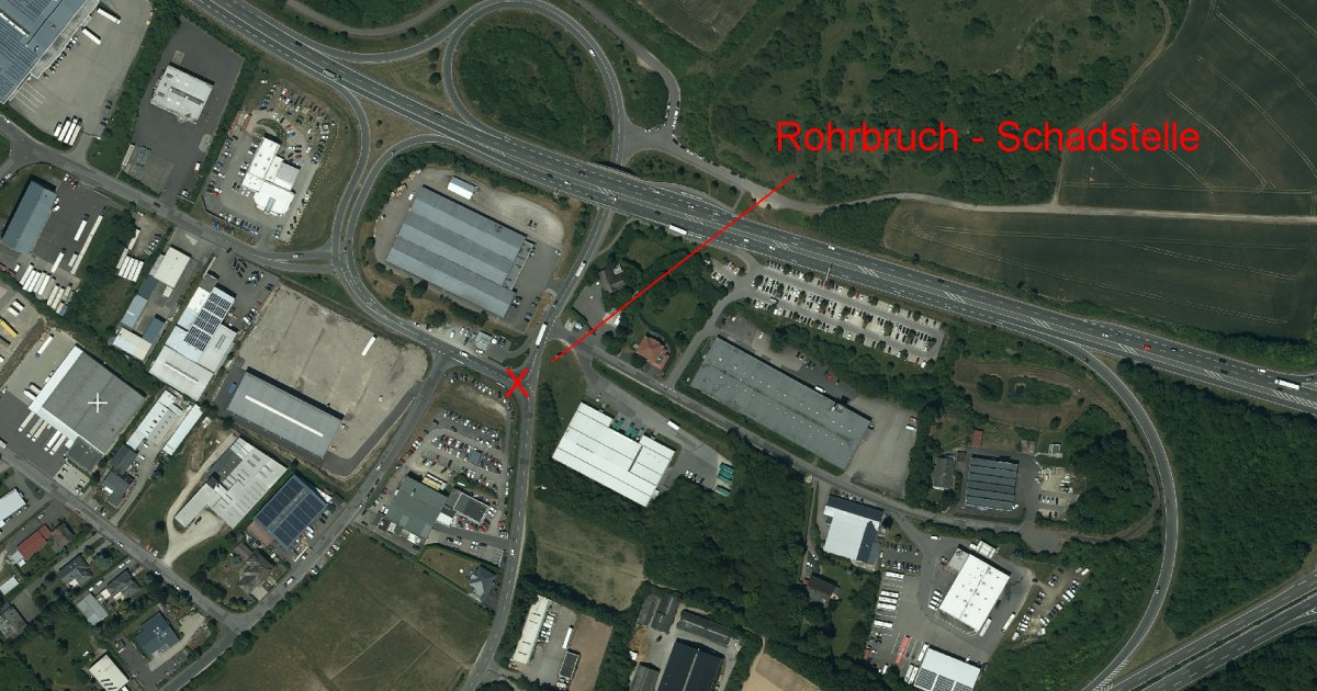 Rohrbruch im Gewerbegebiet Trierweiler-Sirzenich | https://trier-land.de